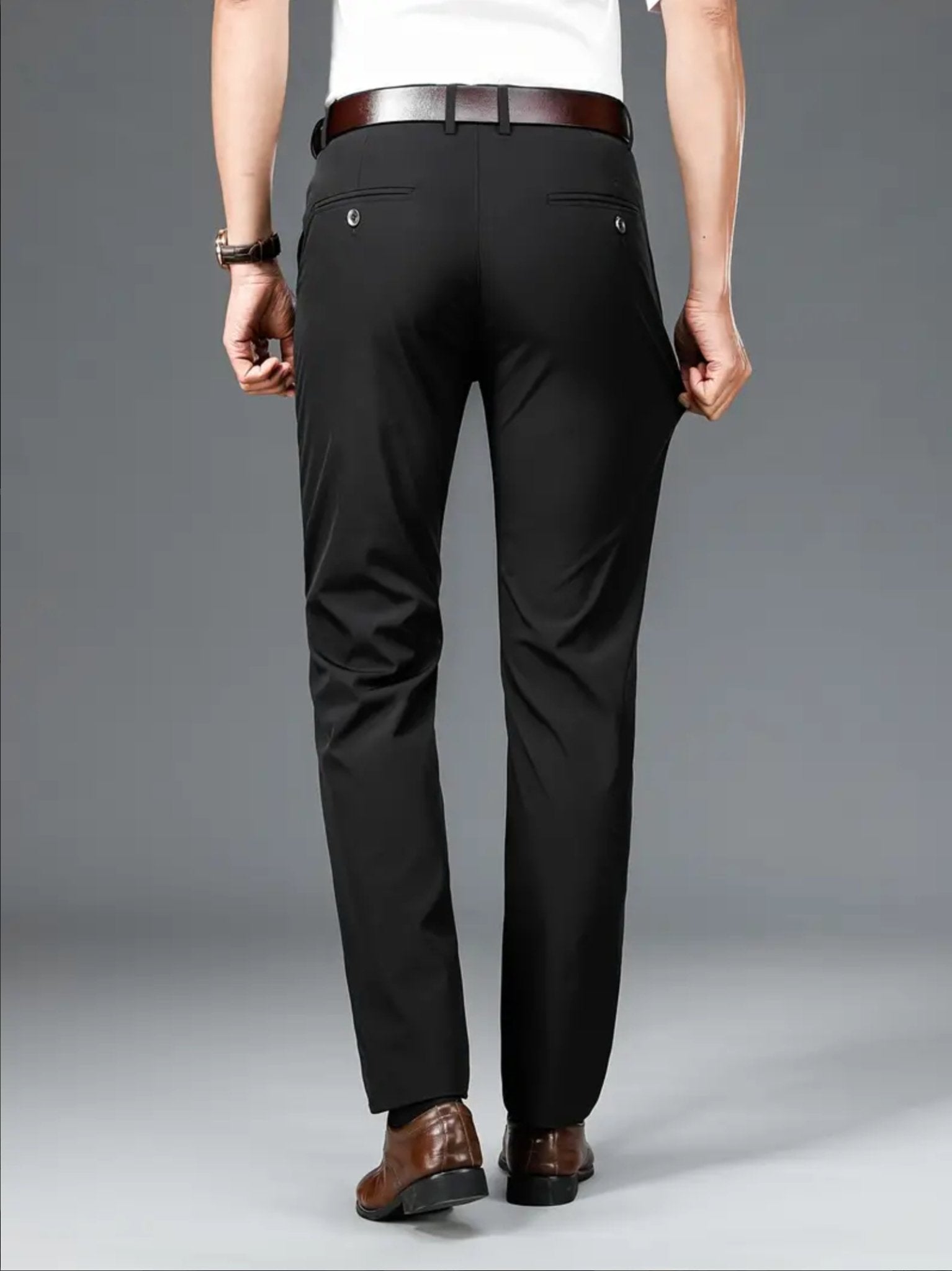 Solid Black Men's Pants with Pockets – SimonVon Shop