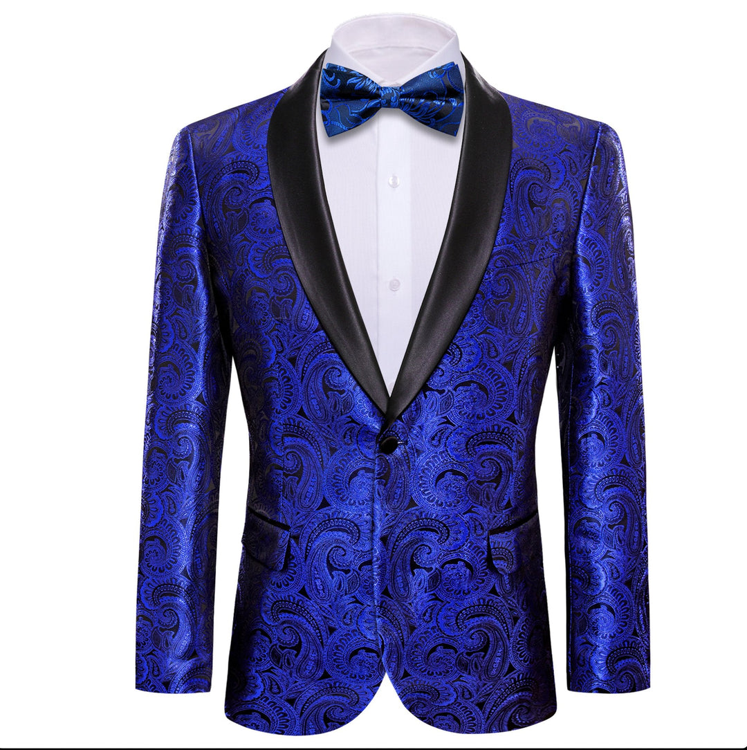 Simon Von Men's Dress Party Cobalt Blue Floral Suit Jacket Slim One Bu ...